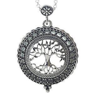 Artisan Owl Tree of Life 4x Magnifier Magnifying Glass Sliding Top Magnet Pendant Necklace, 30"