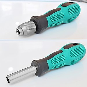 1/4 Hex Screwdriver Bit Holder Handle 2PCS, SKZIRI Hex Screwdriver Bit Handle Holder Set with 1 Quick Change Handle and 1 Magnetic Screwdriver Bit Holder Handle