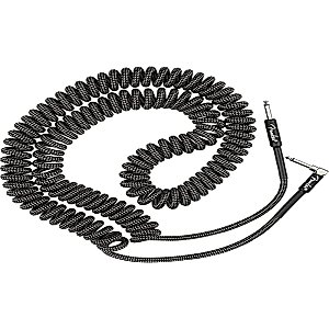 Fender Professional Series Tweed Coiled Instrument Cable, Guitar Cable, Stocking Stuffers, Guitar Accessories, Straight/Angle, Gray, 30ft