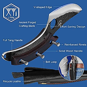 XYJ Full Tang 6.7 Inch Forging Butcher Knife 6.2 Inch Tactical Kitchen Knives 6 Inch Boning Knife With Leather Sheath For Meat Fish Vegetable Cutting Tools