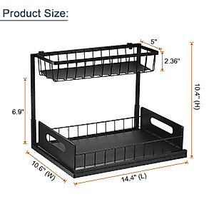 uxcell Under Sink Organizer, Pull Out Cabinet Organizer 2-Tier Slide Out Sliding Shelf Under Cabinet Countertop Storage Multi-Use Rack for Under Kitchen Bathroom Organizers, Black