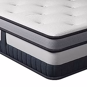 Vesgantti Queen Mattress 8 Inch Innerspring Multilayer Hybrid Queen Mattress - Ergonomic Design with Memory Foam and Pocket Spring Mattress Queen Size - Box Top Series Medium Firm Feel