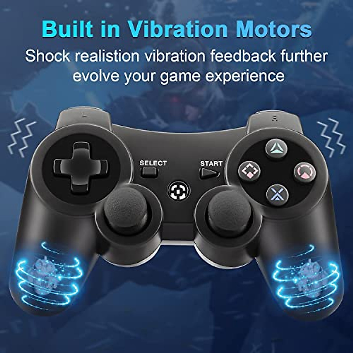 YU33 2 Pack Wireless Controller Works for PS3 Controller, Control for Playstation 3 Controller Wireless, Remote/Mando/Controles de pa3 with Charging Cable, 2023, New Black and White