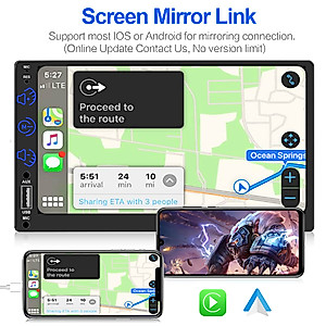 Double Din Car Stereo Radio Voice Control Apple Carplay & Android Auto,7 Inch Touchscreen Car Stereo,Car Radio Multimedia Player Bluetooth 5.2,Mirror Link,Backup Camera,Subwoofer, AM/FM Radio Receiver