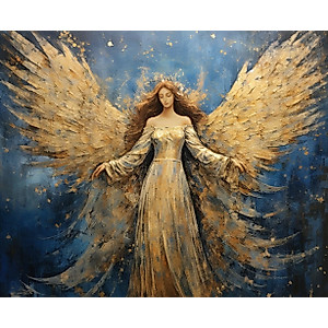 Diamond Art Painting by Number Kits for Adults Abstract Angel Open Wing Round Full Drill 5D Diamond Art Easy for Beginner Cross Stitch Mosaic Craft Hobby Wall Art for Home Decor 40x50cm