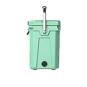 CAMP-ZERO 16L Tall Cooler/Ice Chest with 2 Molded-in Cup Holders & Folding Aluminum Handle | Thick Walled, Freezer Grade Cooler with Secure Locking System & Removable Divider (Mint Green)