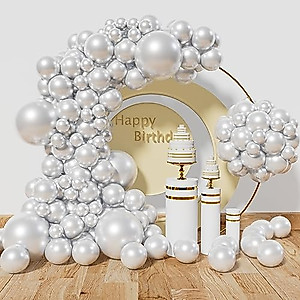 123pcs Pearl White Balloons Different Sizes for Garland Arch,Premium Party Latex Balloons for Birthday Party Graduation Wedding Anniversary Baby Shower Party Decoration