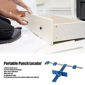 MISNODE Woodworking Hole Positioner Aluminum Alloy Cabinet Hardware Jig Drill Guide Hole Punch Locator Kit Punch Locator for Drawer Door Handle