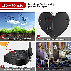 Woohaha Solar Pathway Lights Outdoor,2PACK 26inch Hummingbird Solar Copper Lights with 8 Modes,Solar Garden Lights,Solar Walkway Lights for Garden, Landscape, Path, Yard, Patio, Driveway(Hummingbird)