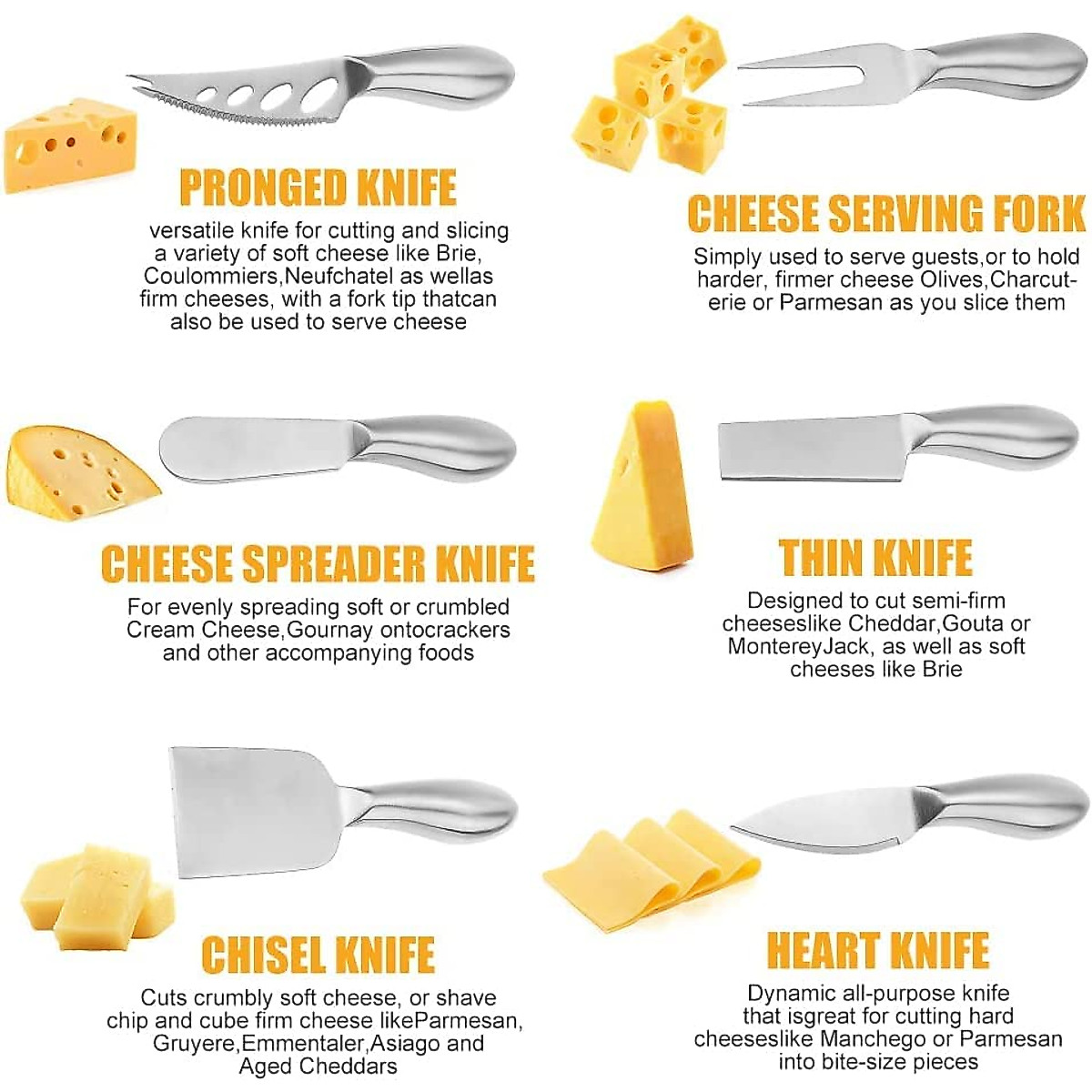 WANGXINYI Cheese Knives Set Stainless Steel Cheese Knives
