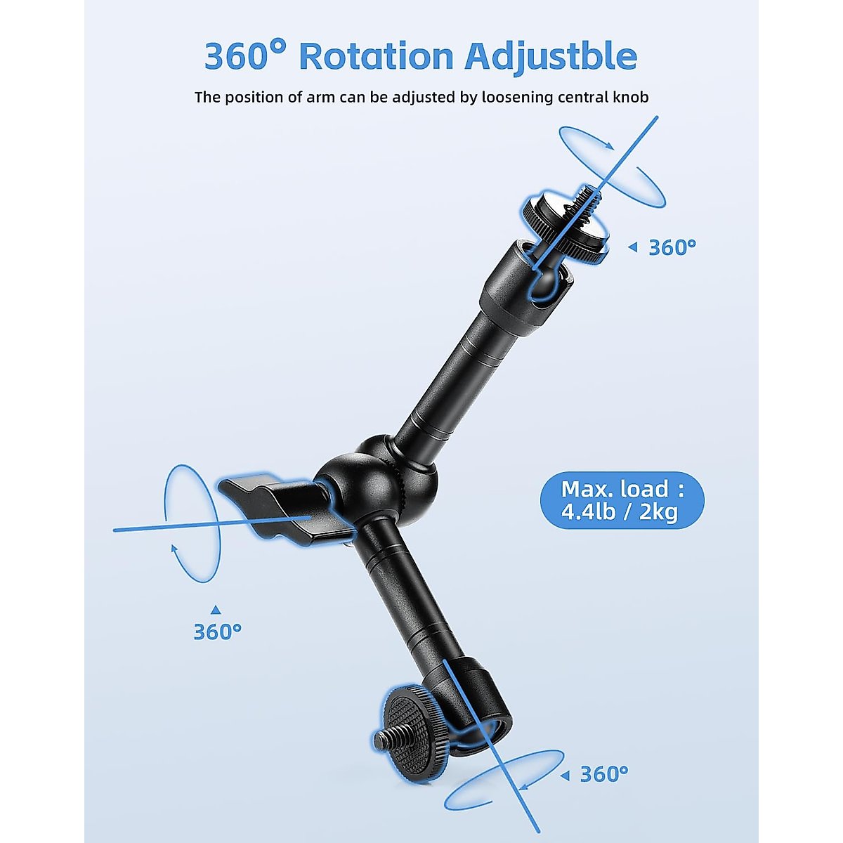 UTEBIT Adjustable Magic Arm with Super Clamp,9 inch with 1/4" and 3/8" Thread,Articulating Arm Clamp Friction Power Arm Crab Screw Kit for LCD Monitor, LED Light, Flash Light, Camera Rig