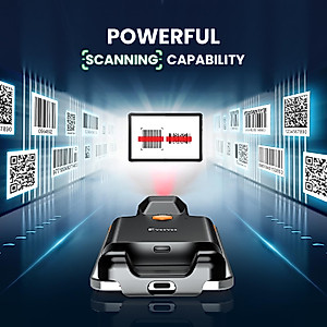Eyoyo 2D Back Clip Phone Barcode Scanner, Super QR Bluetooth Barcode Reader with 1600mAh Rechargeable Battery, iPad, iPhone and Android Compatible, for Inventory Management