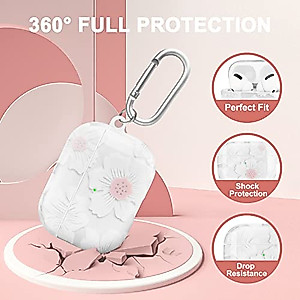 MOLOVA Airpods Pro Case Flower with Keychain Cute Floral Print Airpod Pro Protective Hard Case Cover for Apple Airpod Pro Charging Case LED Visible (Morning Glory)