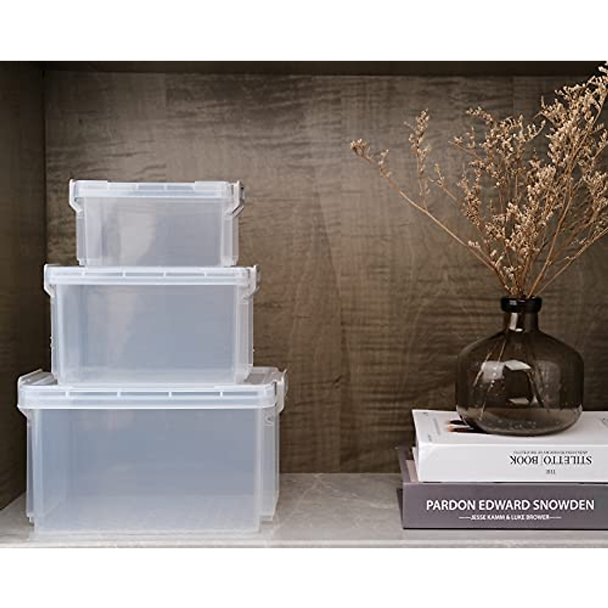 Storage Organizer Set of 1 QT, 2.5 QT and 4 QT Storage Containers with Lid, Set of 9, Clear