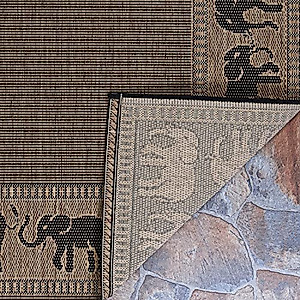 Couristan Recife Elephant Indoor/Outdoor Area Rug, 3'9" x 5'5", Cocoa-Black