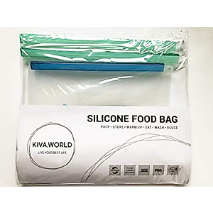 Reusable Silicone Food Storage Bags 3 Pack - 2 Large Food Bags 50OZ & 1 Quart Silicone Bag - Reusable Freezer Bags Leakproof - Reusable Sandwich Bags Dishwasher Safe - Silicone Sous Vide Bags Airtight