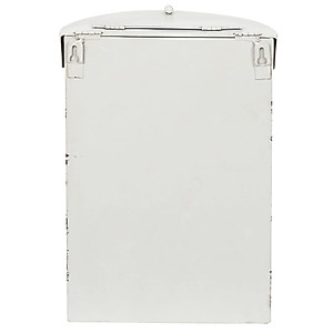 Rustic White Wall Mounted Mailbox Outdoor Metal Decorative Post Mail Box, Home Office Parcel Box with Drop Slot Secure Lock