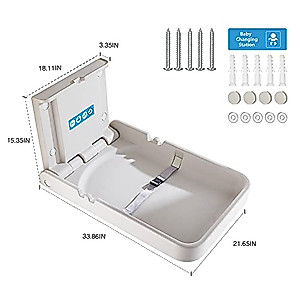 KSITEX Vertical Baby Changing Station, Wall Mounted Changing Table, Portable Diaper Changing Tables for Home Commercial Bathroom (1 White Gray)
