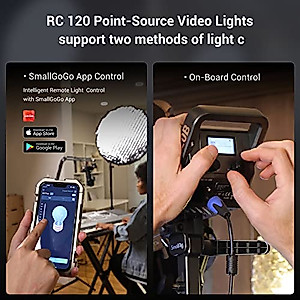 SmallRig RC 120B 120W Bi-Color Cob Video Light 52800Lux@1m 2700K-6500K On-Board and SmallGoGo App Control, TLCI 96+ CRI 95+,9 Lighting Effects Support AC Adapter & 14.4V/26V V-Mount Battery-3471