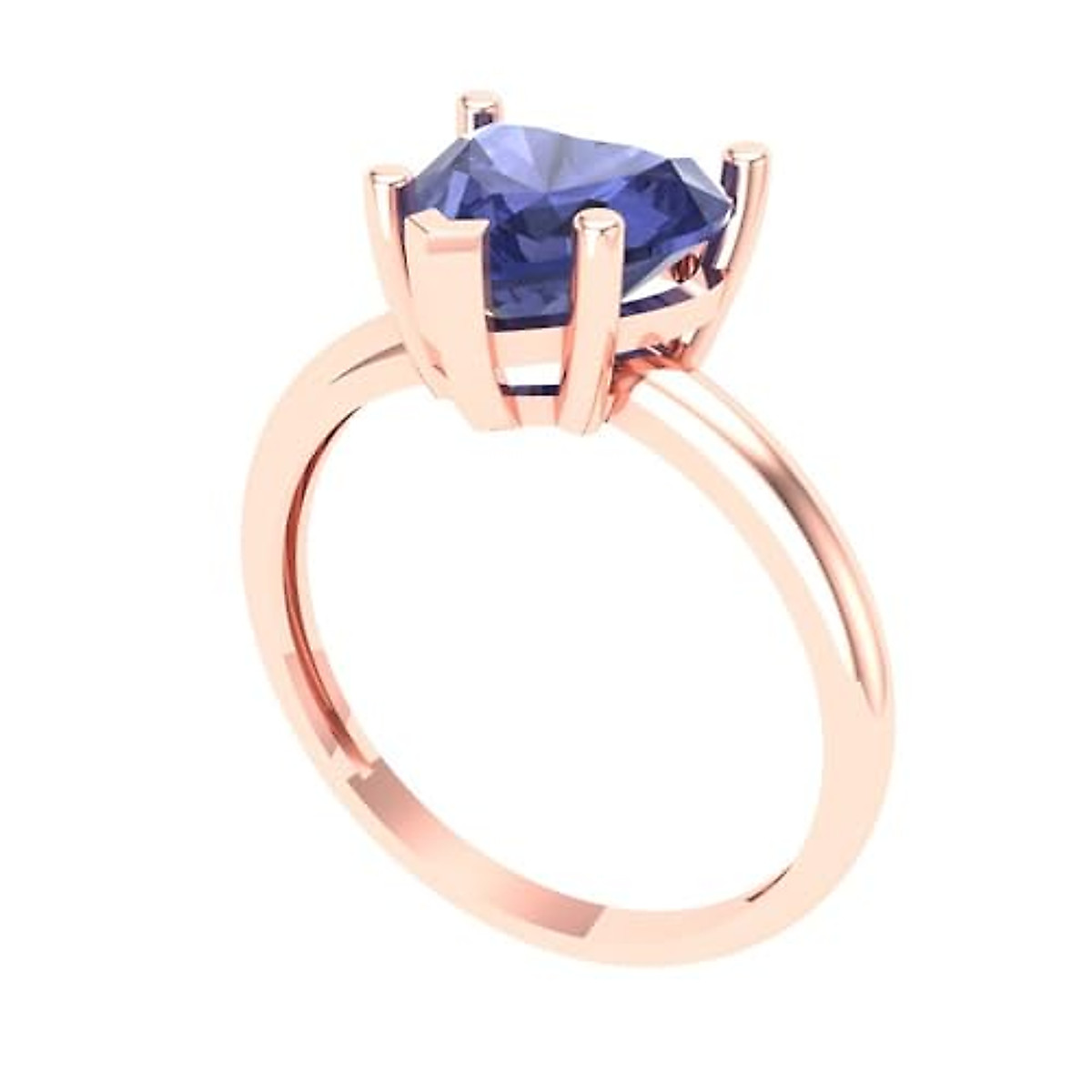 Clara Pucci 2ct Heart Cut Custom Engraving Tanzanite Engagement Wedding Solitaire W/Accent Ring 18K Rose Gold for Women Size 9.75