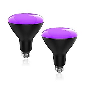 GREENIC LED UV Black Light Bulbs 15W(100w Equivalent) BR30 E26 Medium Base, UVA Level, 385-410nm, Glow-in-The-Dark UV Blacklight for Body Paints, Fluorescent Posters, Wedding Party(2 Pack)