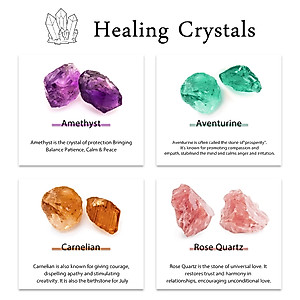 Yhluck Natural Crystal Healing Bracelet Set Friendship Wish Bracelets 24K Real Gold Plated Quartz Bracelet with Message Card Health Wealth Energy Jewelry Christmas gifts