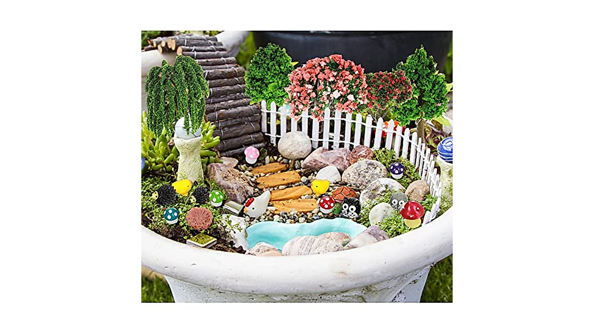 72 Pc Miniature Fairy Garden Kit | Trees, Animals & Moss DIY