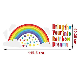 Bamsod Rainbow Wall Sticker Kids Wall Decal Art Girls Star Bedroom Nursery Home Decor 16.5x32.6 inch