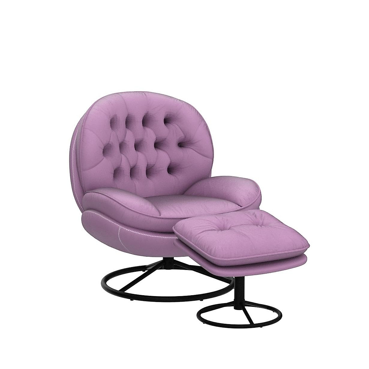 LLS Velvet Swivel Accent Chair with Ottoman Set, Purple, Comfortable Single Leisure Sofa Chair with 360 Degree Swiveling for Living Room