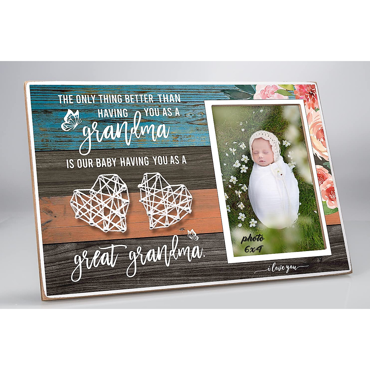 KU-DaYi Baby Announcement Picture Frame for Great Grandma - Ultrasound Picture Photo Frame Baby Announcement Gift for Great Grandma 4x6 In Photo - F020