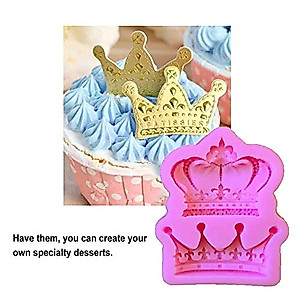 SIMUR 4 Pack Crown Fondant Candy Silicone Molds Bows Crown Heart Mold for Sugarcraft, Cake Decoration, Cupcake Topper, Chocolate, Pastry, Cookie Decor, Jewelry, Clay, Epoxy Resin, Crafting Projects