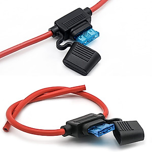 Fuse Holder ATC/ATO, 4 Packs in-Line Automotive Blade Fuse Holder with 24PCS Standard Car Fuses, 15A 20A 25A 30A 35A 40A Automotive Replacement Fuses (10 Gauge)