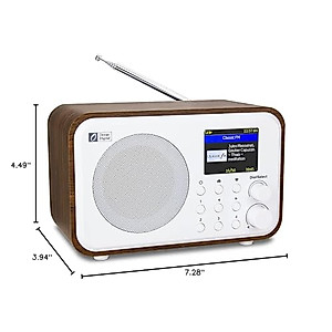 Ocean Digital WR-336F Wi-Fi Internet FM Radio Portable with 4 Preset Keys Rechargeable Battery Bluetooth Receiver Stress Relief Relaxation Music Channels White