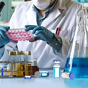 Lallisa 50 Pack Glass Vials Clear Glass Headspace Vials with Plastic-Aluminum Flip Caps and Rubber Stoppers Flat Bottom Lab Vial Sealed Sample Vials