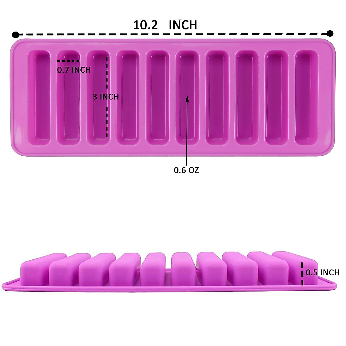 Minchsrin Silicone Ladyfingers mold Chocolate molds Non-Stick For Cookies Candy Crayon Candle Soap Ice Cube Tray Set of 2 (purple)