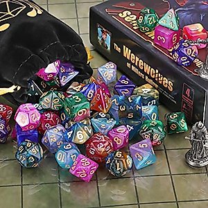 Coyeekn DND Dice Set, 7 x 7 Sets (49 Pieces) Glitter Polyhedral Dice for Dungeons & Dragons RPG MTG DND Tabletop Game with 1 Pouch