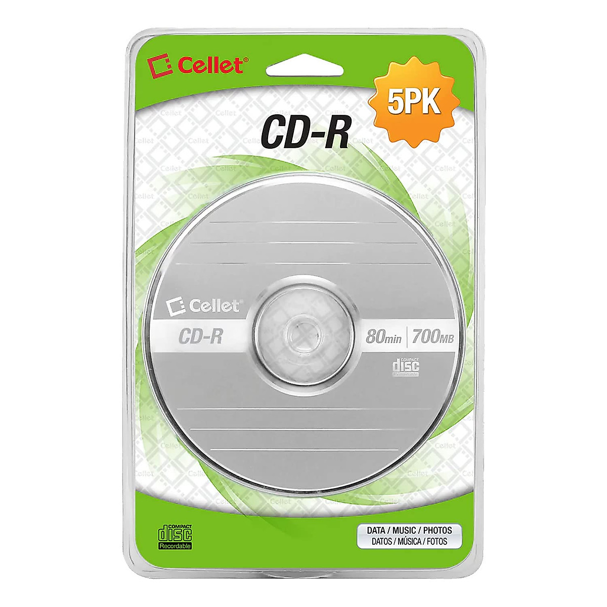 Cellet CD-R 700MB 80 Minute 52X Recordable Blank Disc - (5 Pieces Pack)