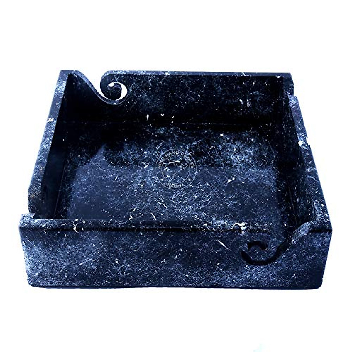 Hind Handicrafts Solid Dark Handmade Crafted Wooden Portable Antique Yarn Storage Bowl Tray - Holder for Knitting Crochet Hook Accessories - Multipurpose Organiser (Granite, 10" x 10" x 2.5")