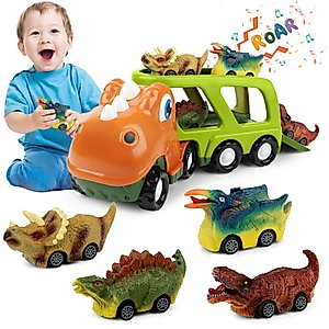 Nicmore Dinosaur Truck Toddler Toys Car: Toys for 2 3 4 Year Old Boy 5 in 1 Carrier Transport Toys for Kids Age 2-3 2-4 | 18 Months 2 Year Old Boy Girl Birthday Gifts