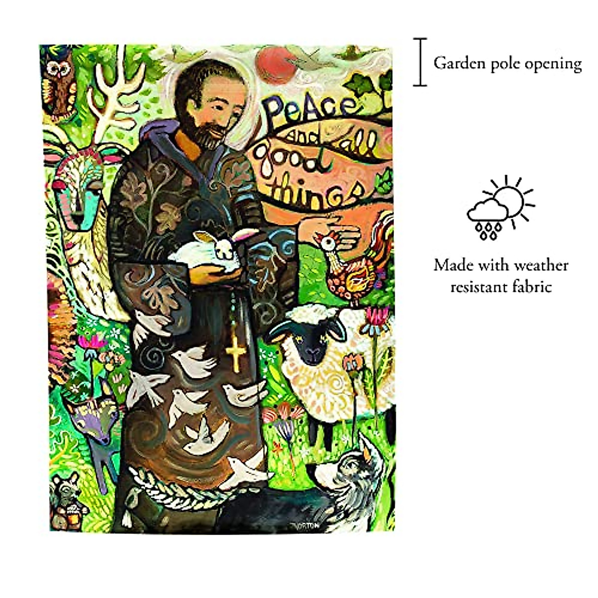 Dicksons St. Francis with Beloved Animals Artistic Fields Polyester Small Garden Flag