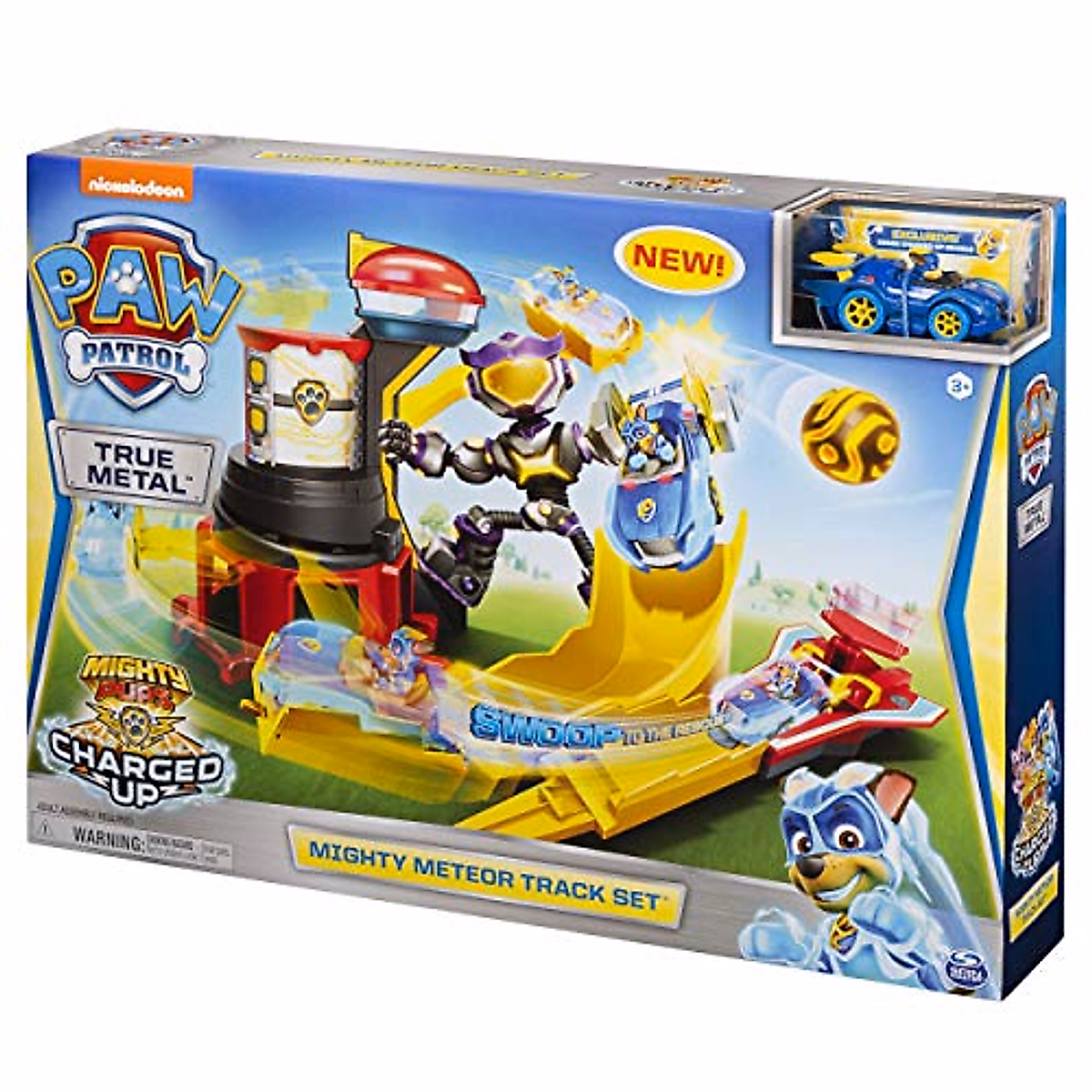 Paw Patrol, True Metal Mighty Meteor Die-Cast Track Set with Exclusive Chase Vehicle, 1:55 Scale