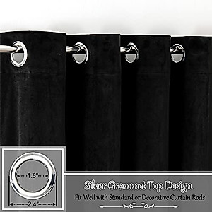 Victree Black Velvet Curtains for Bedroom, Blackout Curtains 52 x 84 inch Length - Room Darkening Sun Light Blocking Grommet Window Drapes for Living Room, 2 Panels