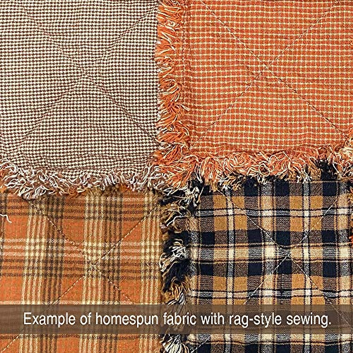 Autumn Pin Plaid Orange, Rust, Gold, Pumpkin Homespun Cotton Plaid Fabric by JCS - Sold by The Yard