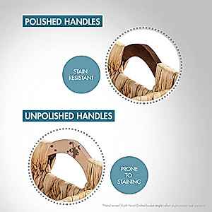 ADO Basics Large Water Hyacinth Hand Woven Basket with Stain Resistant Polished Wooden Handles, Storage Wicker Baskets 15" Length, 10.6" Width, 5.3" Height, Set of 2