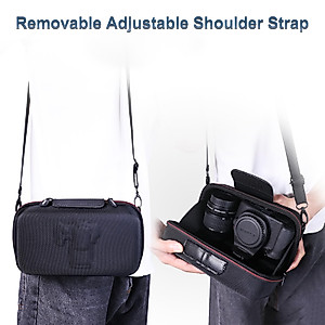 Camera Case for Canon EOS Rebel R100 / R50 / T7 / R5 / R6 Mark II / R7 / R8 / 90D / 5D Mark IV, Sony, Nikon DSLR SLR Camera, 18-55mm Lens, SD Card, Battery and Cable with Shoulder Strap, Black