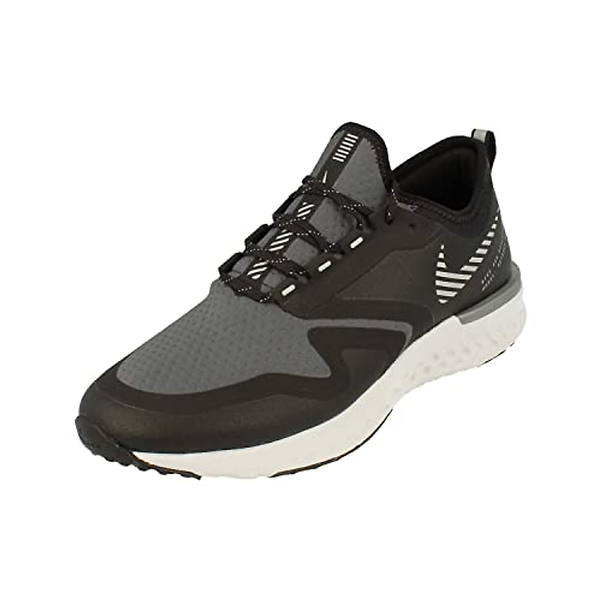Nike Odyssey React Shield Mens Running Trainers BQ1671 Sneakers Shoes (UK 9.5 US 10.5 EU 44.5, Black Metallic Silver 003)