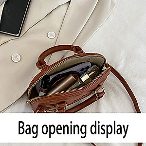 Duomier Small Quilted Purse Top Handle Handbag Crossbody Bag for Womens Classic Square Satchel Teen Girls (Shell Green)