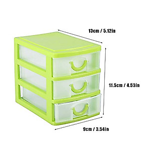 TOPINCN Plastic 3 Drawer Jewelry Box, Compact Storage Organization Drawers Set for Cosmetics, Dental Supplies, Hair Care, Bathroom, Office, Dorm, Desk, Countertop(3 Layers of Green)