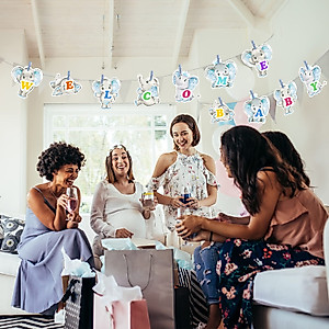 Tatuo Elephant Cutouts 36 Pcs Elephant Theme Baby Shower Decorations Cute Blue Elephant Cutouts for Baby Shower, Birthday Party, Gender Reveal Party Supplies