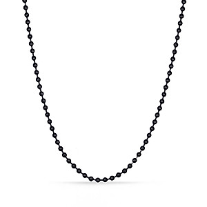 SINLEO Titanium Stainless Steel 2.4MM Small Beads Ball Chain Necklace for Men Women Black 3MM 36 Inches